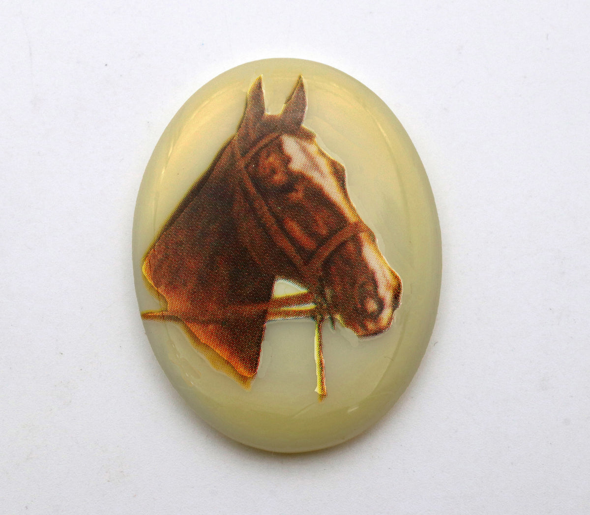Glass Limoges40 x 30mm - Brown Horse with White Blaze12 Pieces for ...